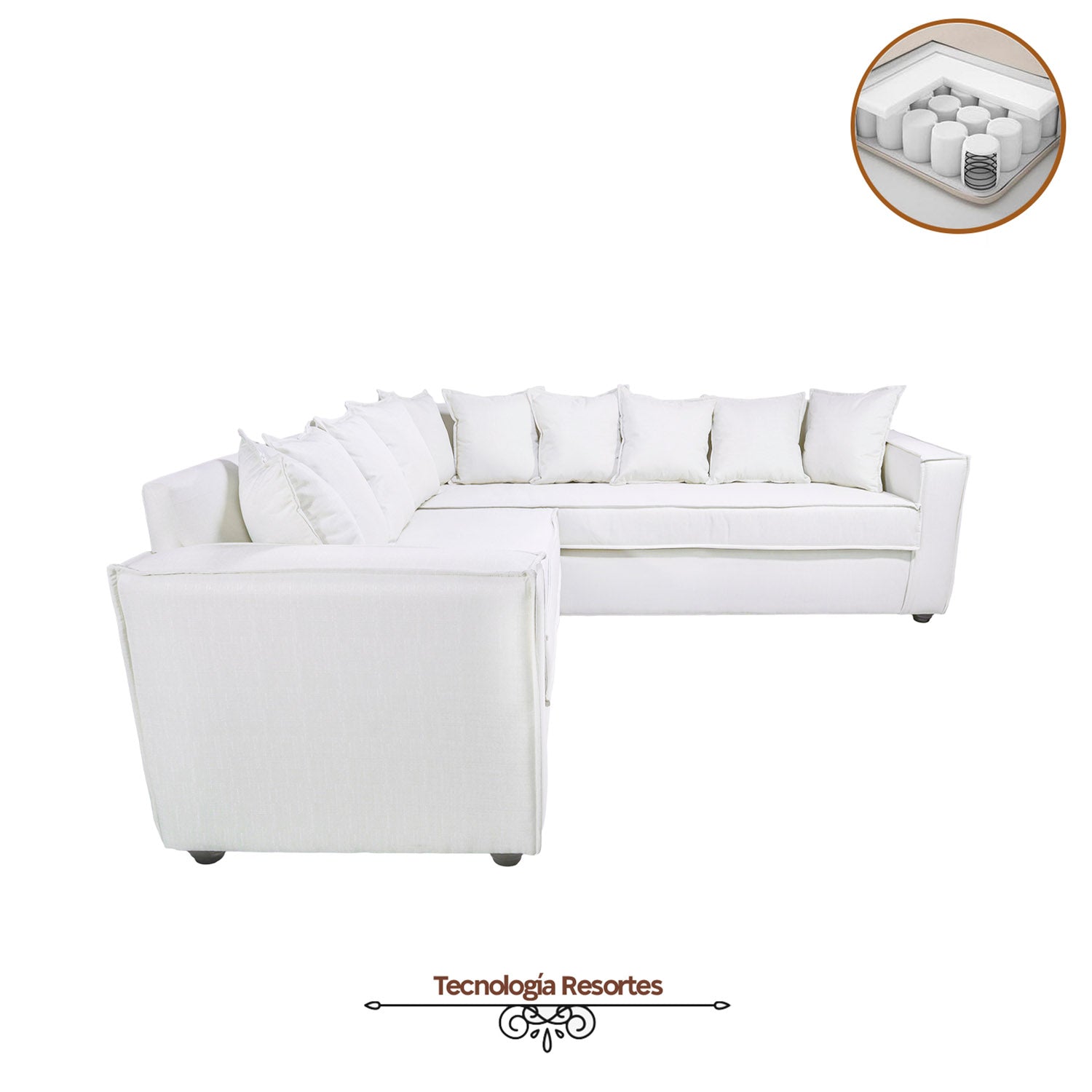 Sofá Seccional 6 Cuerpos con Resortes Homero color Blanco Hueso Bone ...